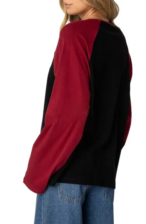EDIKTED Oversize Long-sleeve Stretch Cotton T-shirt - Black
