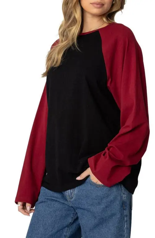 EDIKTED Oversize Long-sleeve Stretch Cotton T-shirt - Black