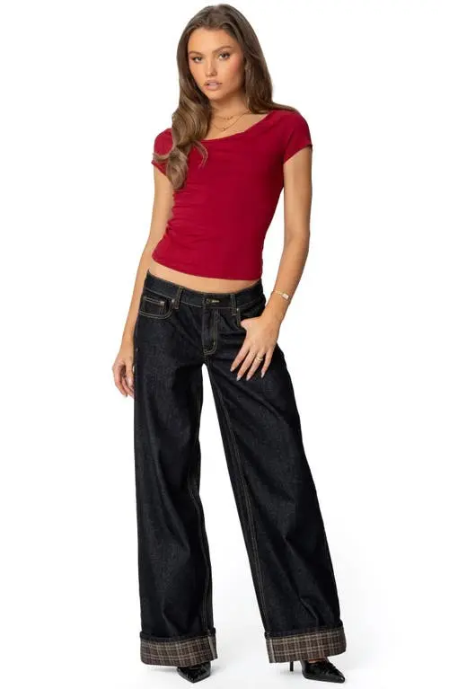 EDIKTED Javi Cowl Neck Top - Red