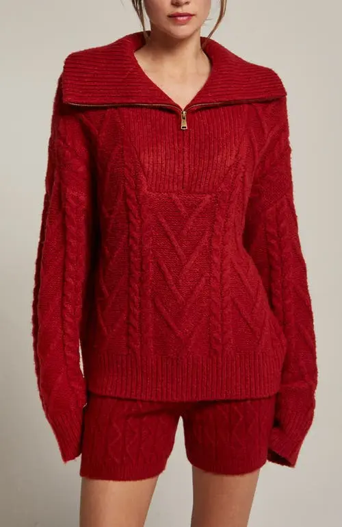 CRESCENT Front Zip Cable Knit Sweater