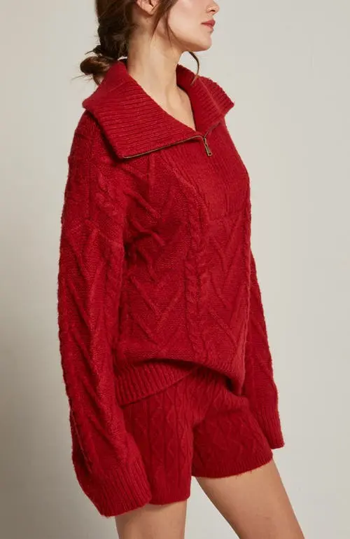 CRESCENT Front Zip Cable Knit Sweater