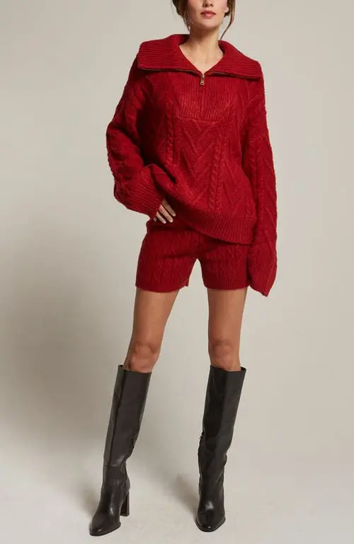 CRESCENT Front Zip Cable Knit Sweater