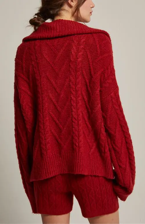 CRESCENT Front Zip Cable Knit Sweater