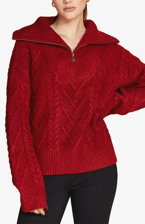 CRESCENT Front Zip Cable Knit Sweater