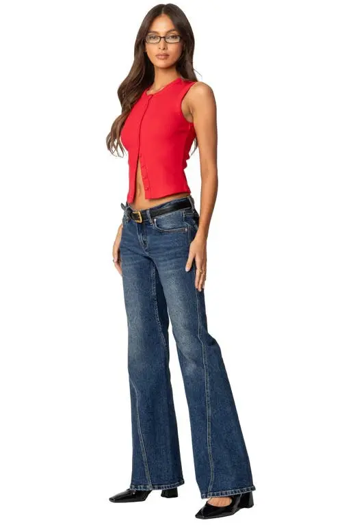EDIKTED Basel Rib Crop Top - Red