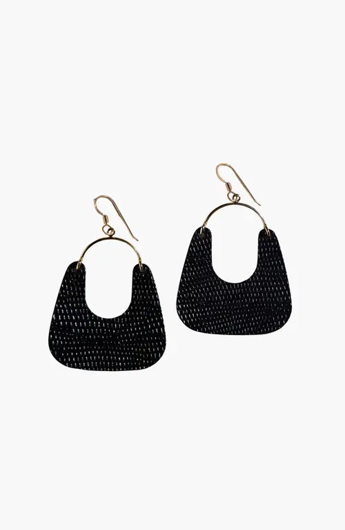 NICKEL & SUEDE Noras Leather Earrings - Black / Gold