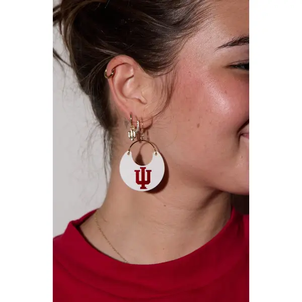 NICKEL & SUEDE University Ninas Leather Dangle Earrings - Iu White / Gold