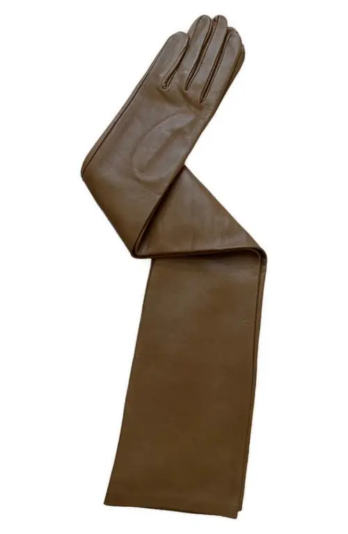 PAULA ROWAN Montserrat Long Leather Gloves - Taupe