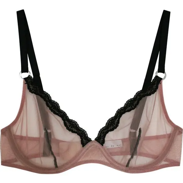 Fleur Du Mal Sheer Tulle Demi Bra - Petal