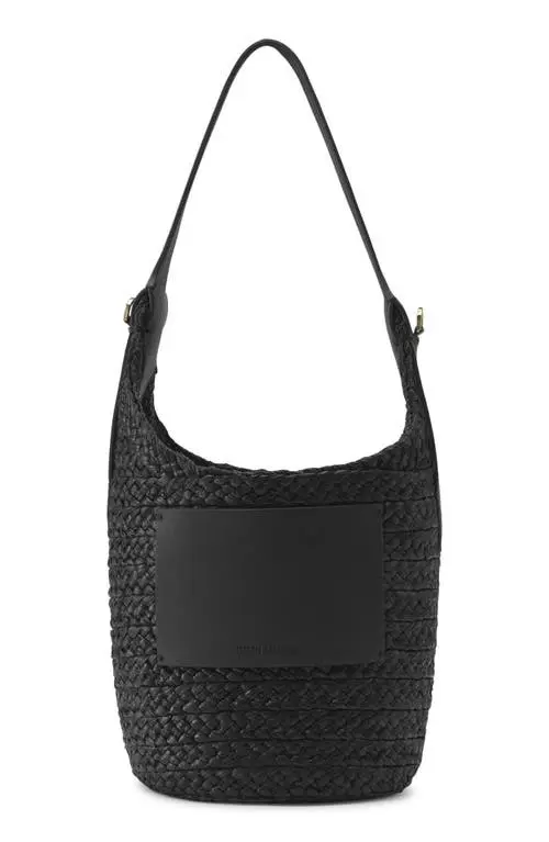 Helen Kaminski Nisida Raffia Bucket Bag - Charcoal/ Black
