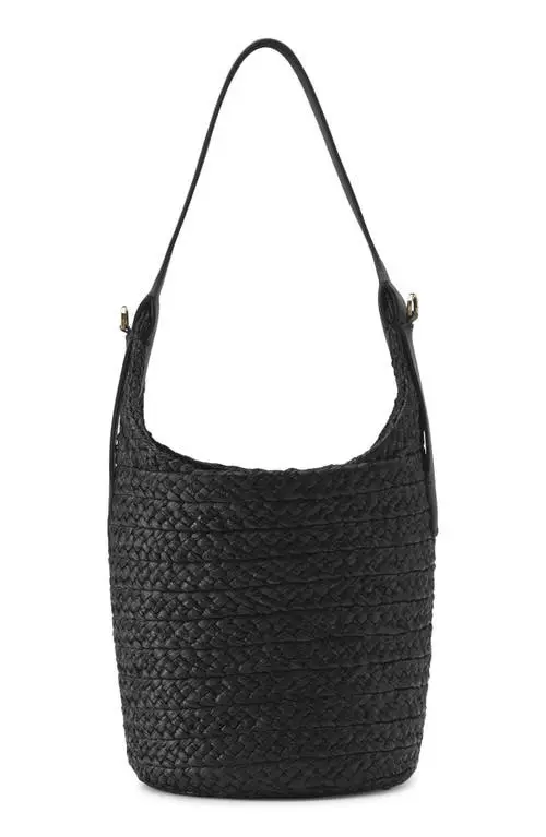 Helen Kaminski Nisida Raffia Bucket Bag - Charcoal/ Black