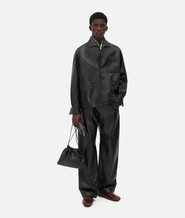 Bottega Veneta Leather Pyjama Shirt - Black