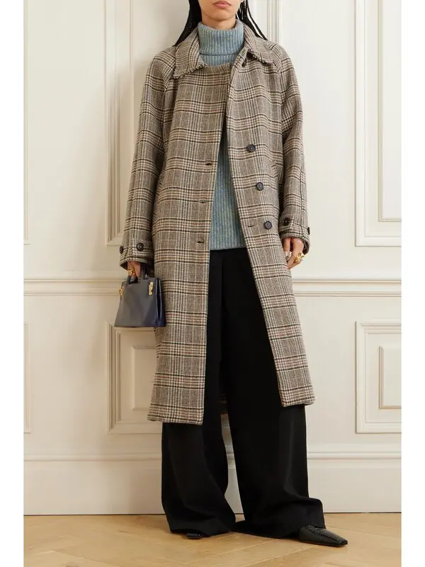 KASSL EDITIONS Checked Wool-blend Belted Coat
