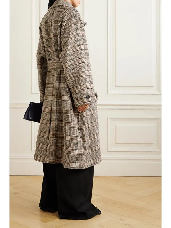 KASSL EDITIONS Checked Wool-blend Belted Coat