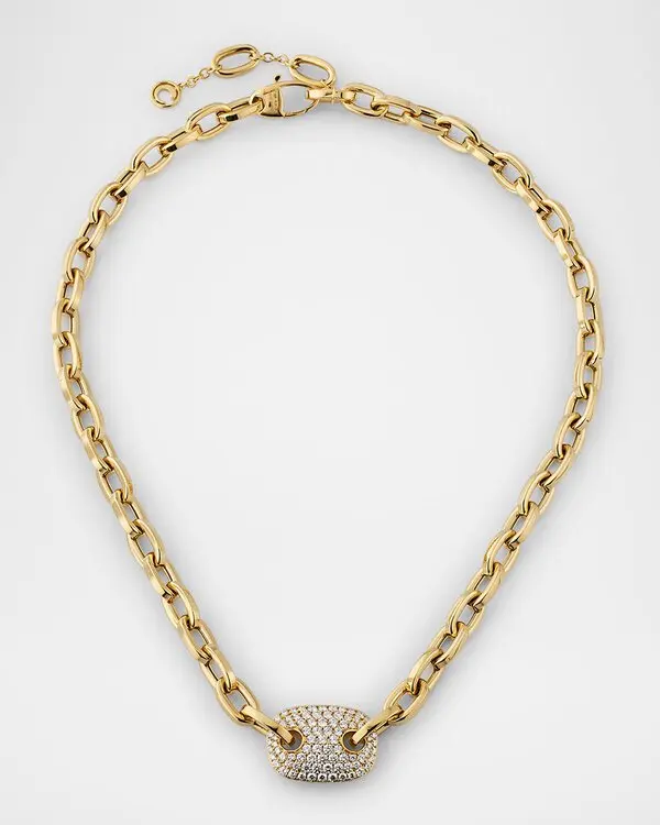CRIVELLI 18k Yellow Gold Pave Link Necklace - Diamond