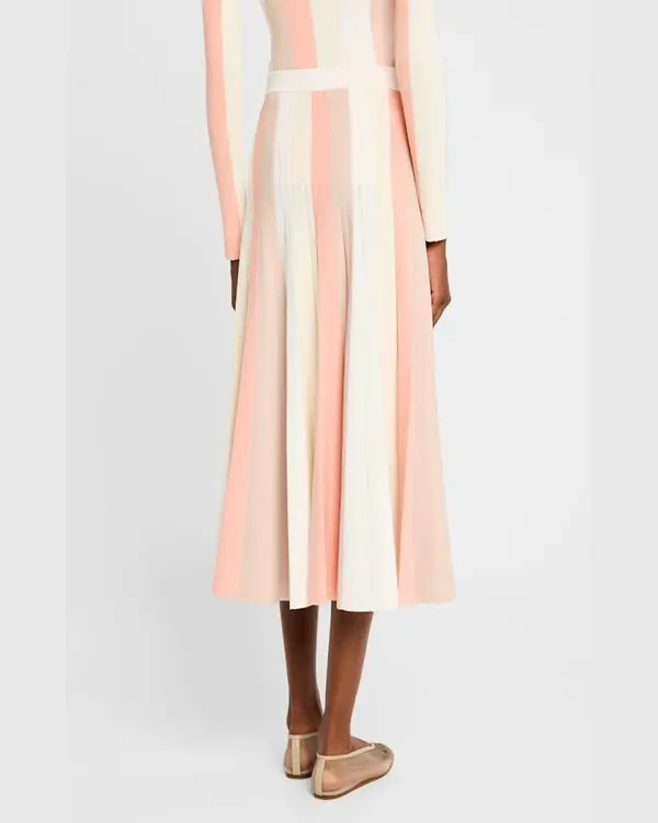 3.1 Phillip Lim Color Block Knit Midi Skirt - Ivory Multi