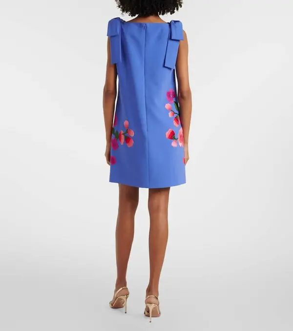 Carolina Herrera Floral Embroidered Crepe Minidress