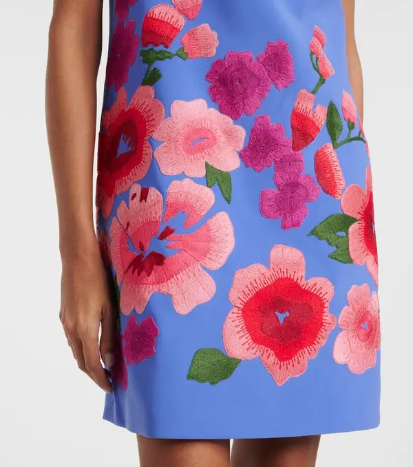 Carolina Herrera Floral Embroidered Crepe Minidress