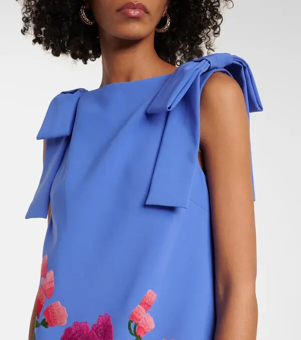 Carolina Herrera Floral Embroidered Crepe Minidress