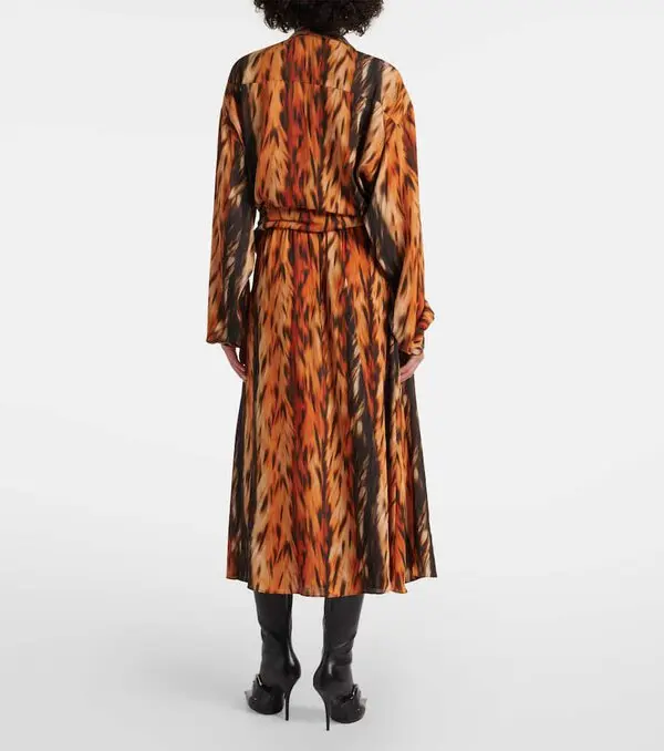 Balenciaga Printed Crepe Midi Dress