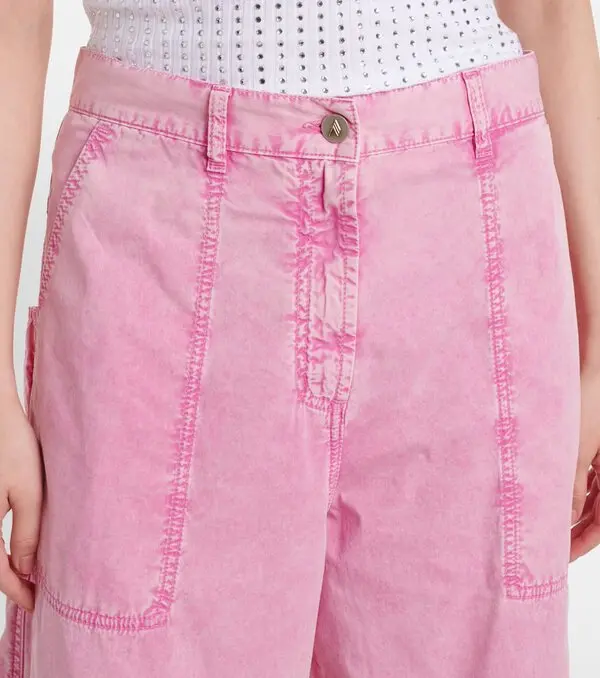 Attico Mid-rise Wide-leg Canvas Pants - Pink