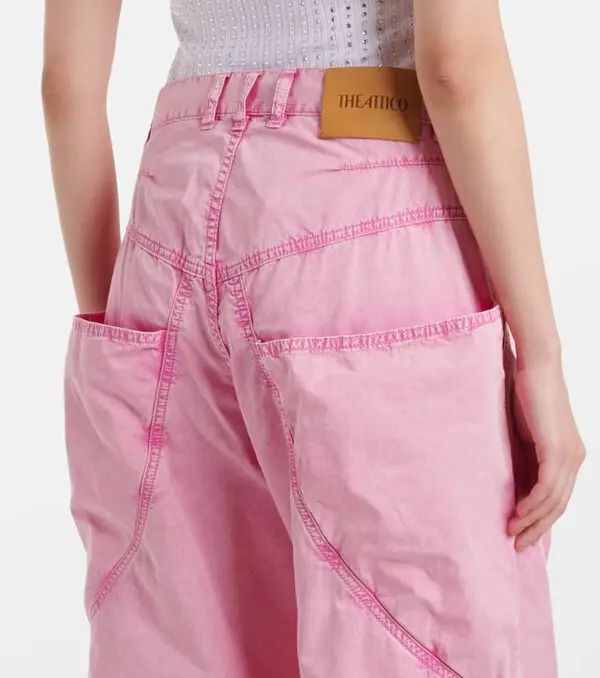 Attico Mid-rise Wide-leg Canvas Pants - Pink