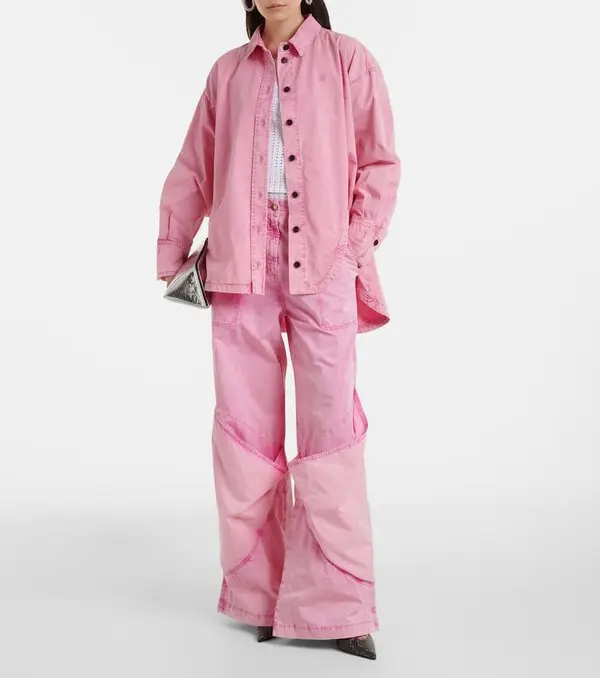Attico Mid-rise Wide-leg Canvas Pants - Pink