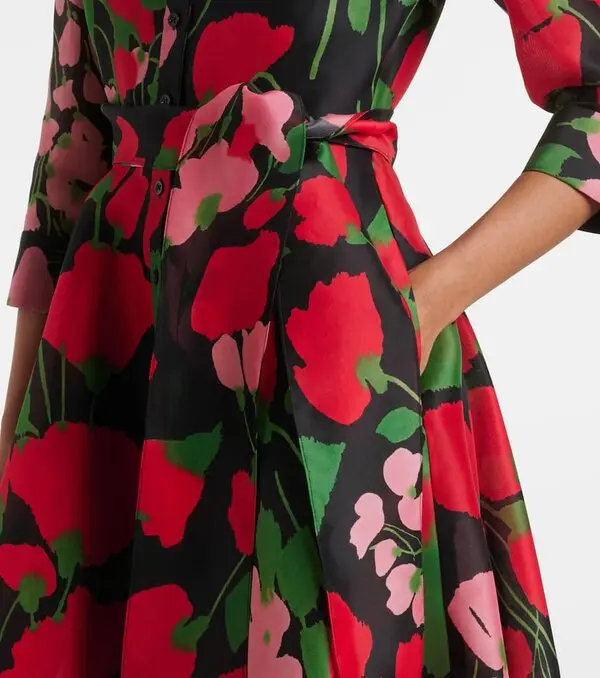 Carolina Herrera Floral Silk Gazar Gown