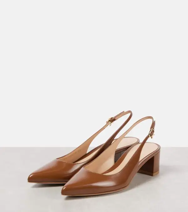 GIANVITO ROSSI 45 Leather Slingback Pumps