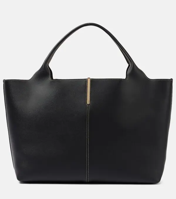 TOD'S Medium Leather Tote Bag - Black