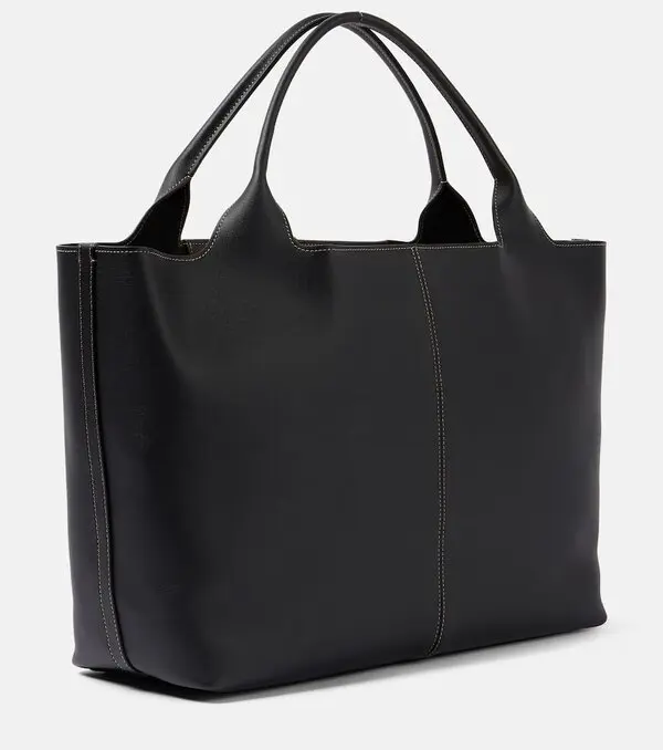 TOD'S Medium Leather Tote Bag - Black