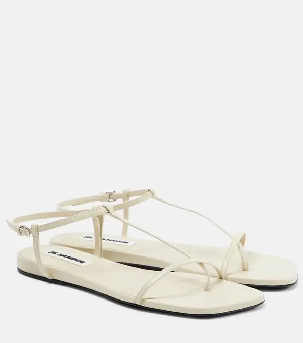JIL SANDER Leather Thong Sandals - White