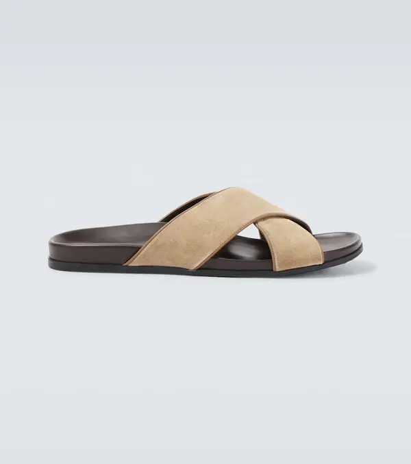 Manolo Blahnik Chiltern Suede Slides - Green