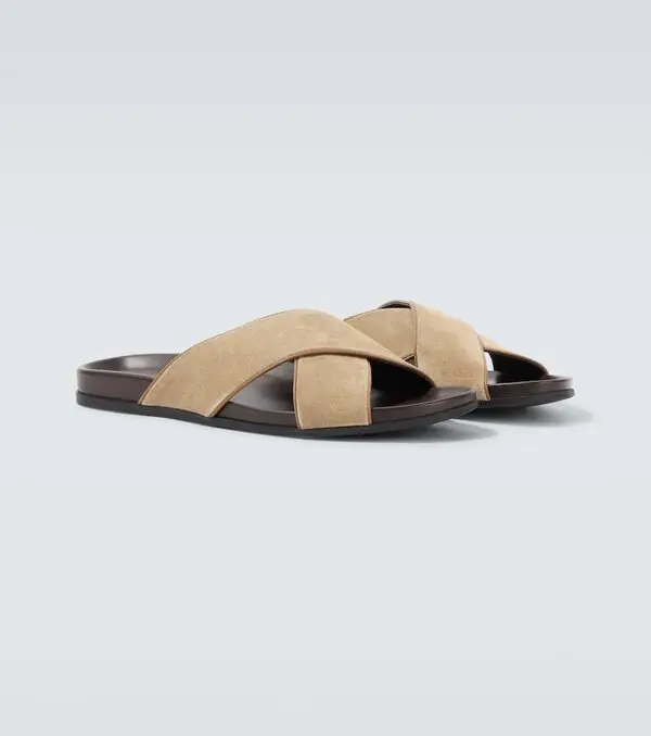 Manolo Blahnik Chiltern Suede Slides - Green