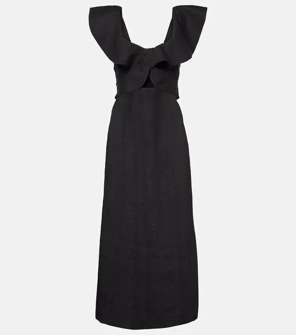 Johanna Ortiz Ruffled Midi Dress - Black