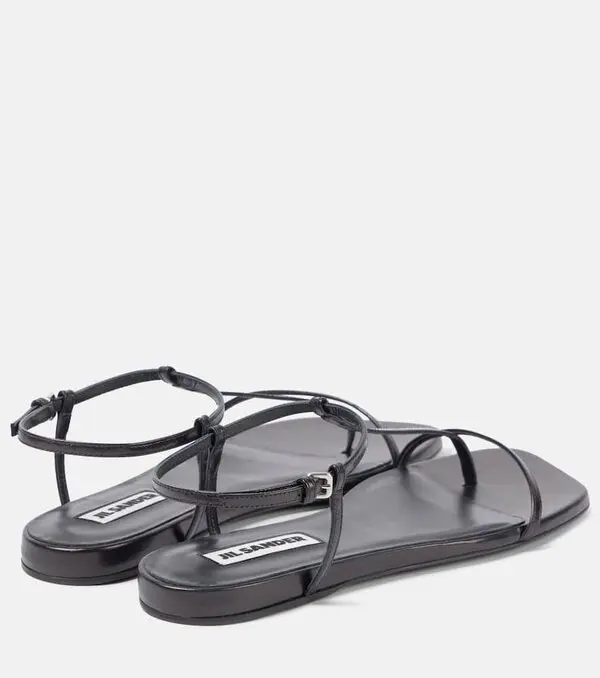 JIL SANDER Leather Thong Sandals - Black