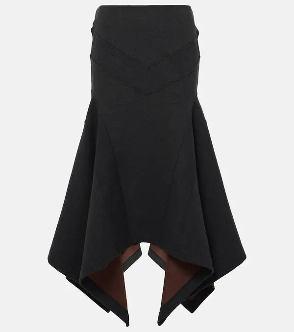 Attico Asymmetric Cotton Midi Skirt