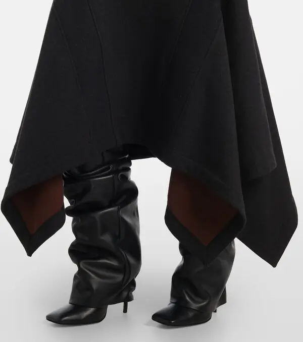 Attico Asymmetric Cotton Midi Skirt