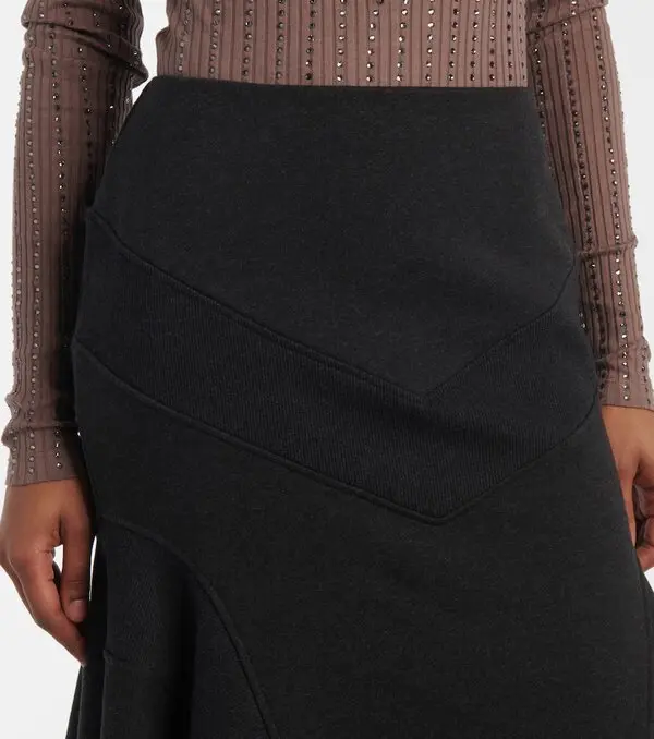 Attico Asymmetric Cotton Midi Skirt