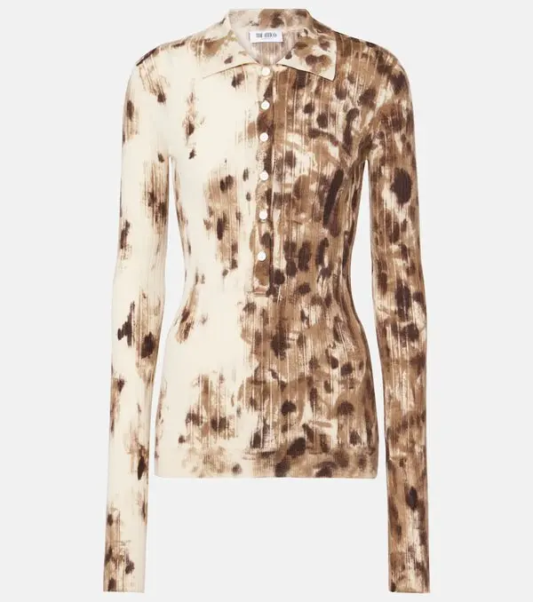 Attico Printed Cashmere And Silk Polo Sweater