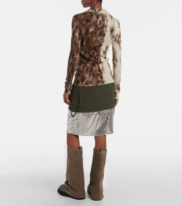 Attico Printed Cashmere And Silk Polo Sweater