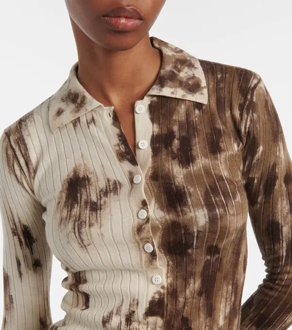 Attico Printed Cashmere And Silk Polo Sweater