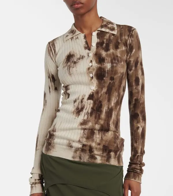Attico Printed Cashmere And Silk Polo Sweater
