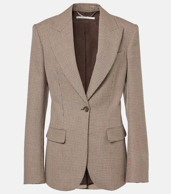 Stella McCartney Checked Virgin Wool Blazer - Neutrals