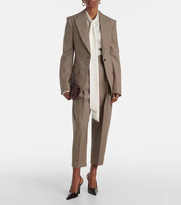 Stella McCartney Checked Virgin Wool Blazer - Neutrals