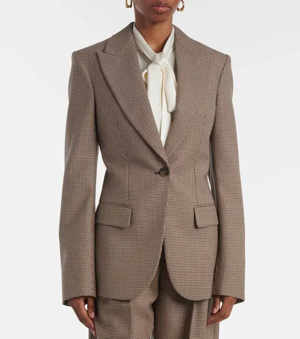 Stella McCartney Checked Virgin Wool Blazer - Neutrals