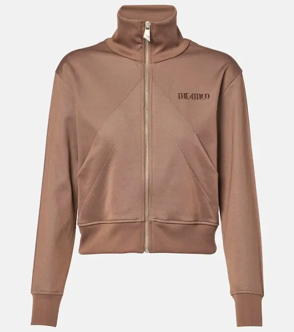 Attico Zip-up Cotton-blend Fleece Sweatshirt