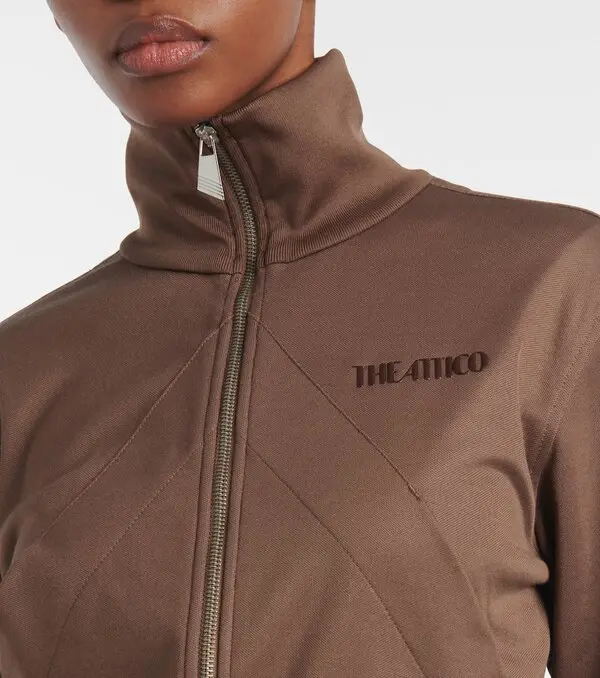 Attico Zip-up Cotton-blend Fleece Sweatshirt