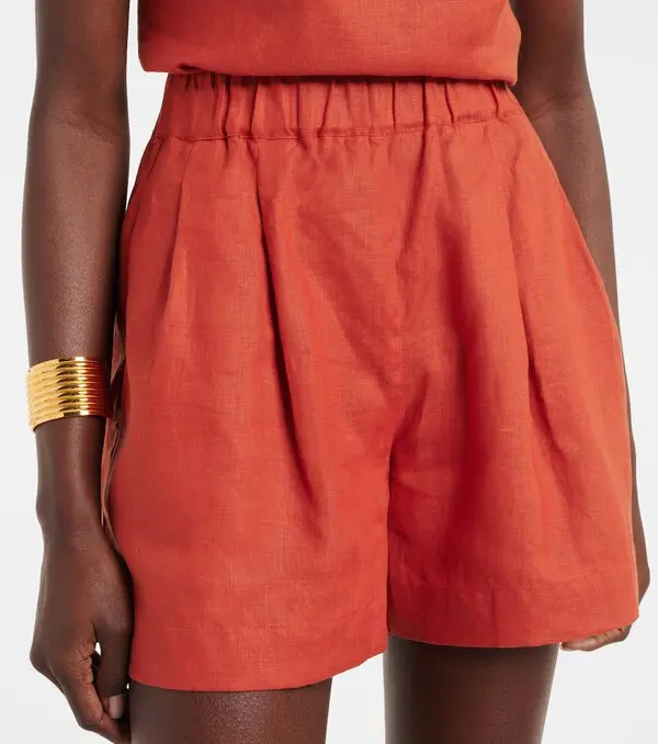 Asceno Zurich Linen Shorts - Brown