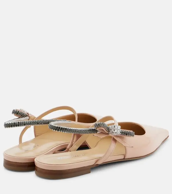 Mach & Mach Crystal Cube Patent Leather Slingback Flats